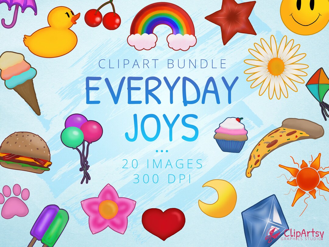 Everyday Joys Cartoon Clipart | Instant Download | Print-ready Graphics ...