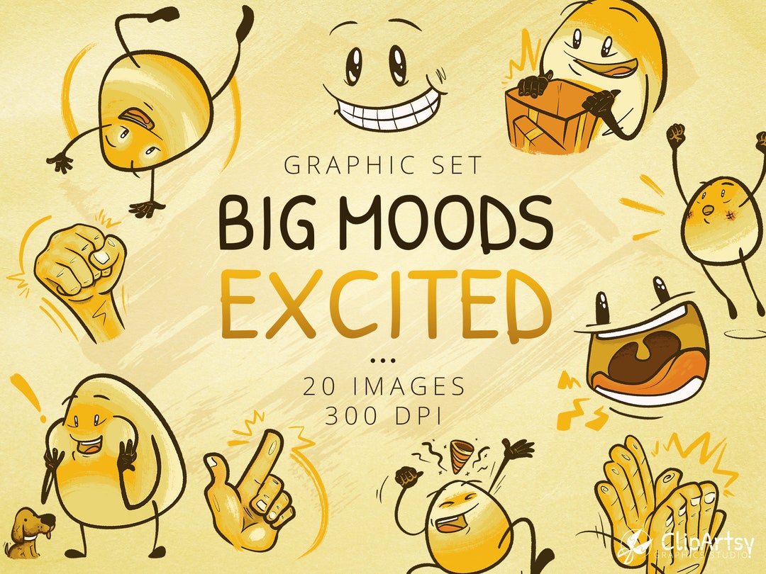 Big Moods EXCITED Emotion Clipart | Instant Download | Print-ready ...