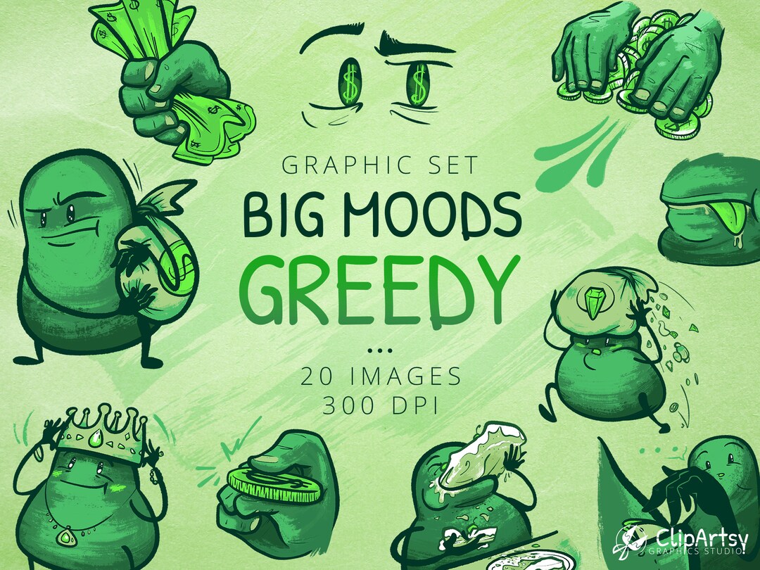 Big Moods GREEDY Emotion Clipart | Instant Download | Print-ready ...