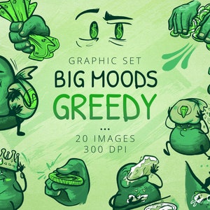 Big Moods GREEDY Emotion Clipart | Instant Download | Print-ready ...