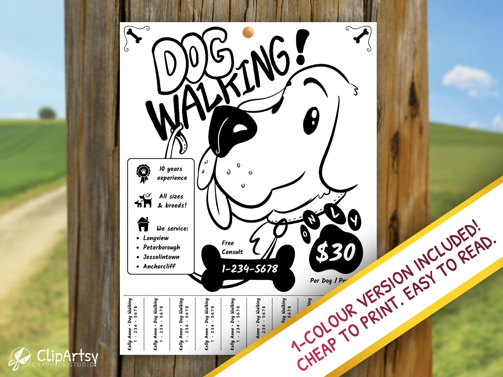 Dog Walking Community Flyer | Hand-drawn Graphics & Icons | Fully ...