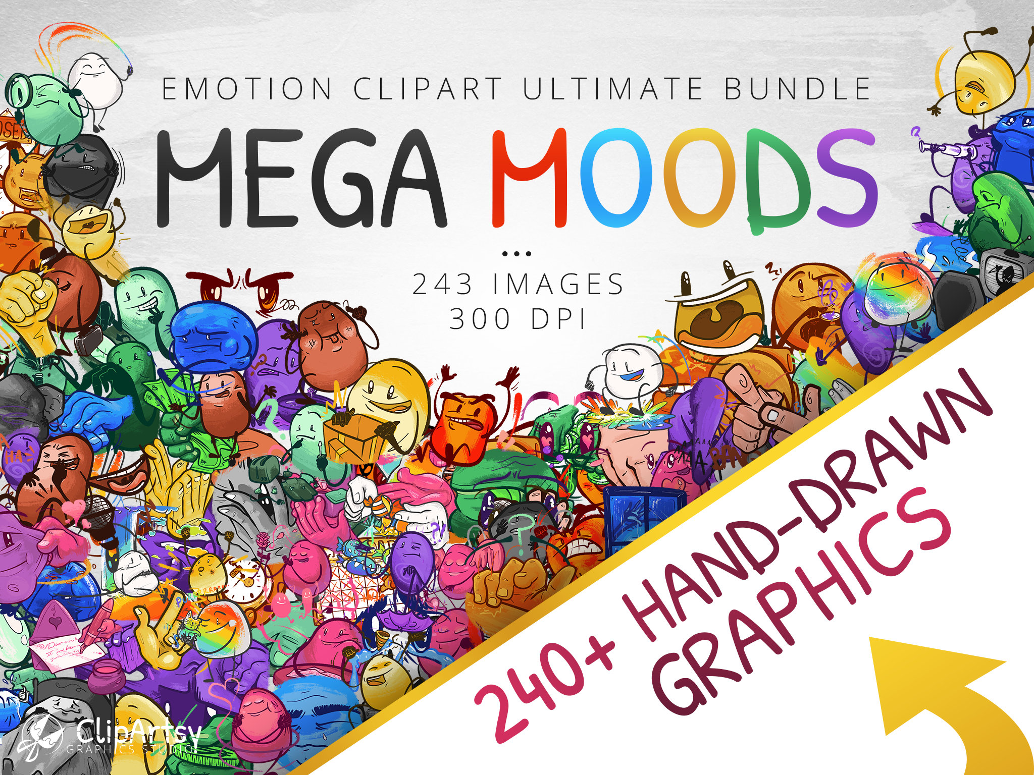 Mega Moods Emotion Clipart Ultimate Bundle Digital Print-ready Graphics ...