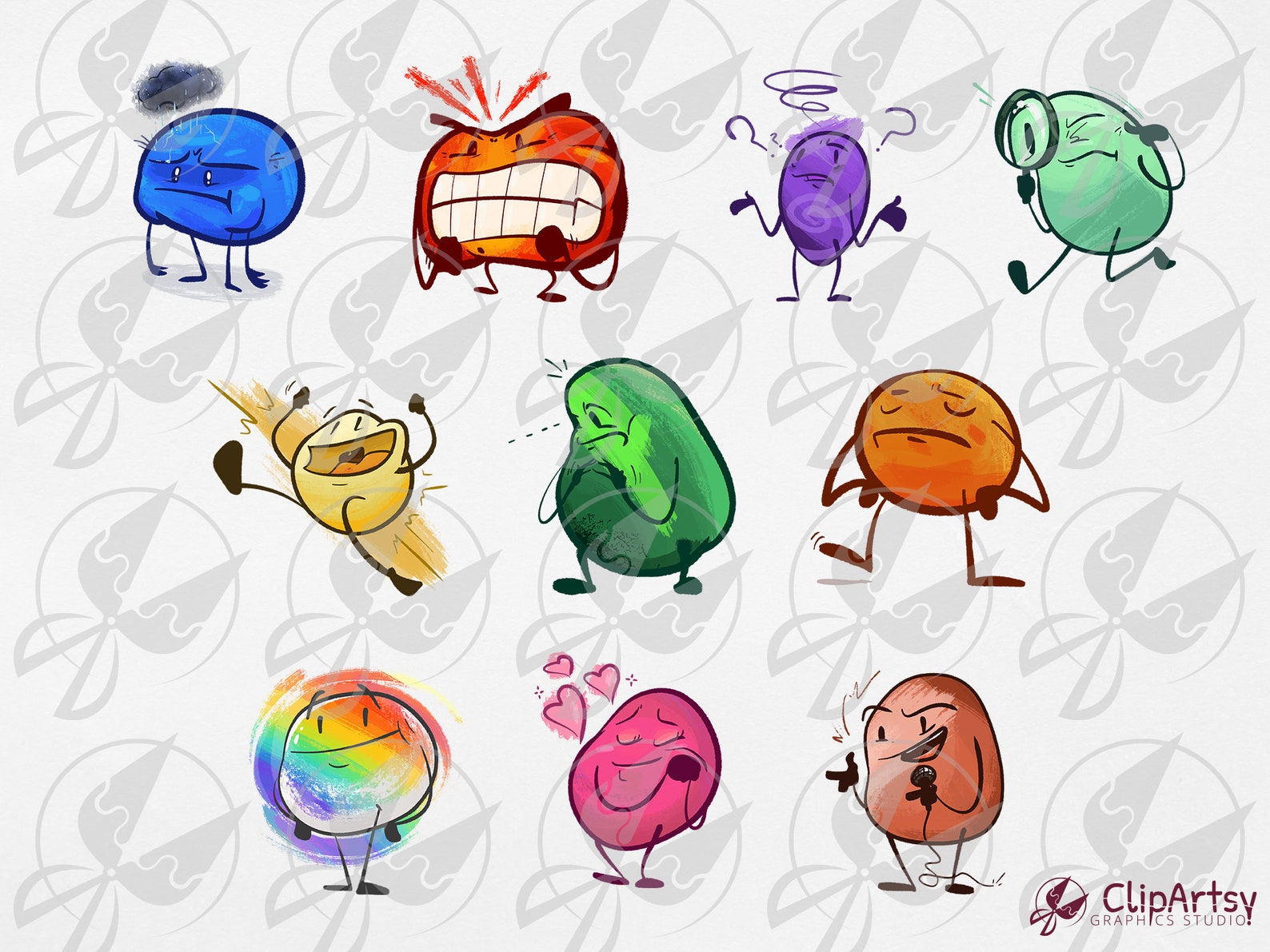 Big Moods Emotion Clipart | Instant Download | Print-ready Graphics for ...