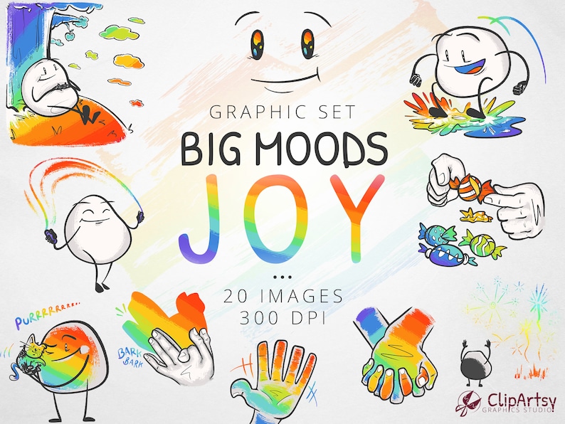 Big Moods JOY Emotion Clipart | Instant Download | Print-ready Graphics ...
