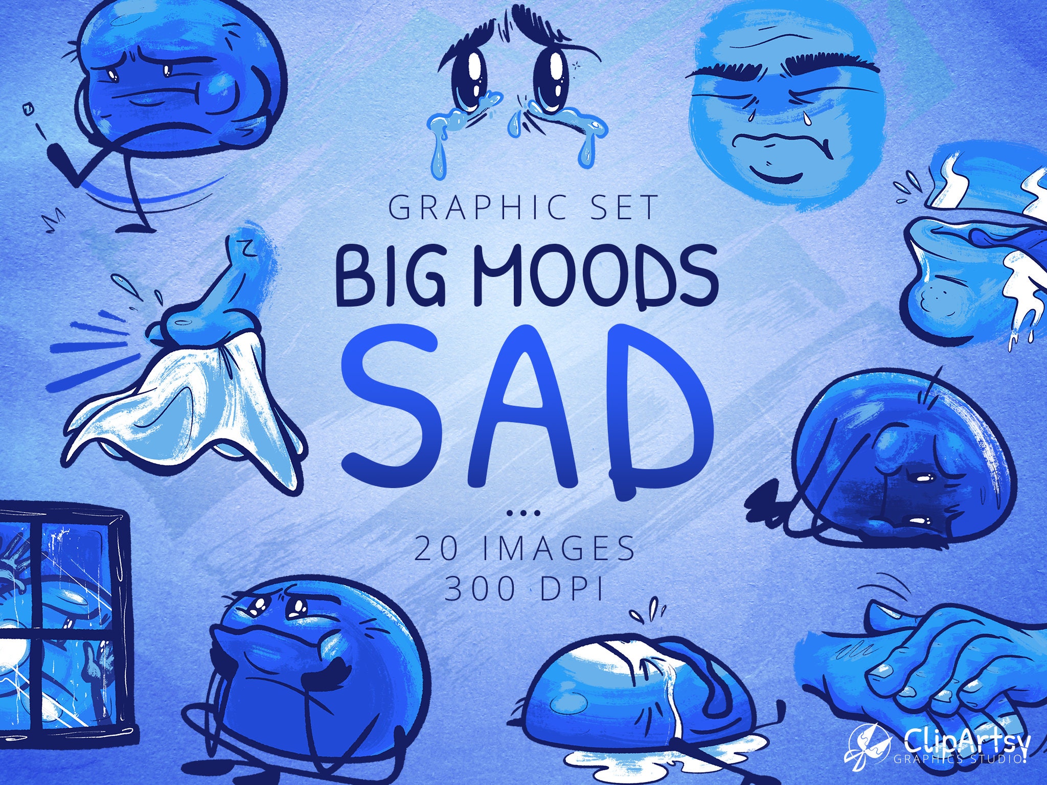 Big Moods SAD Emotion Clipart | Instant Download | Print-ready Graphics ...