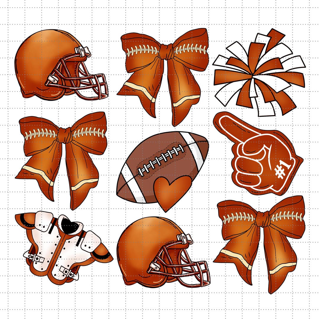Colorful Football Design Png, Cheer Football Coquette Bows Png, Retro ...