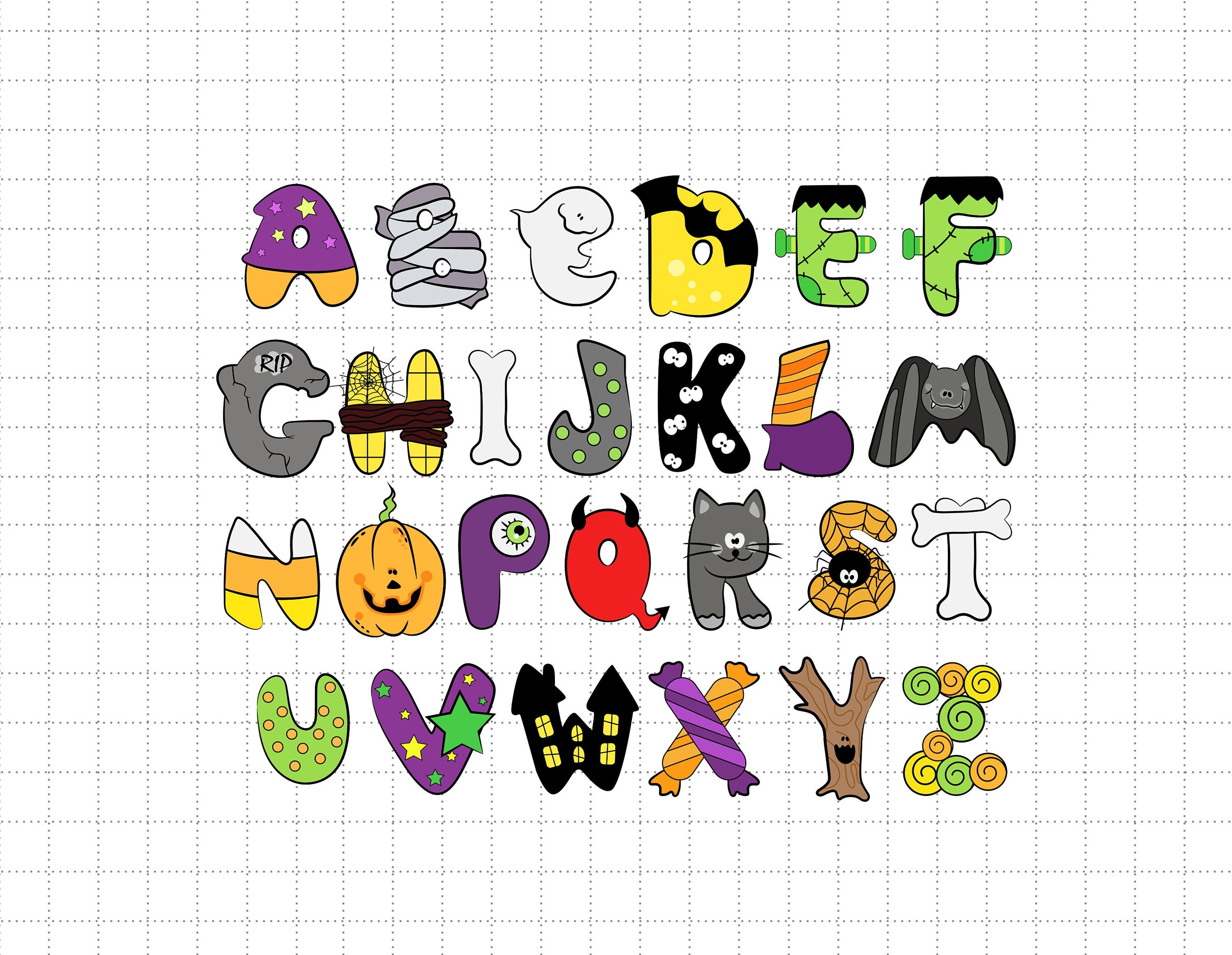 Bundle Halloween Alphabet Svg Png Trick or Treat Svg Spooky - Etsy
