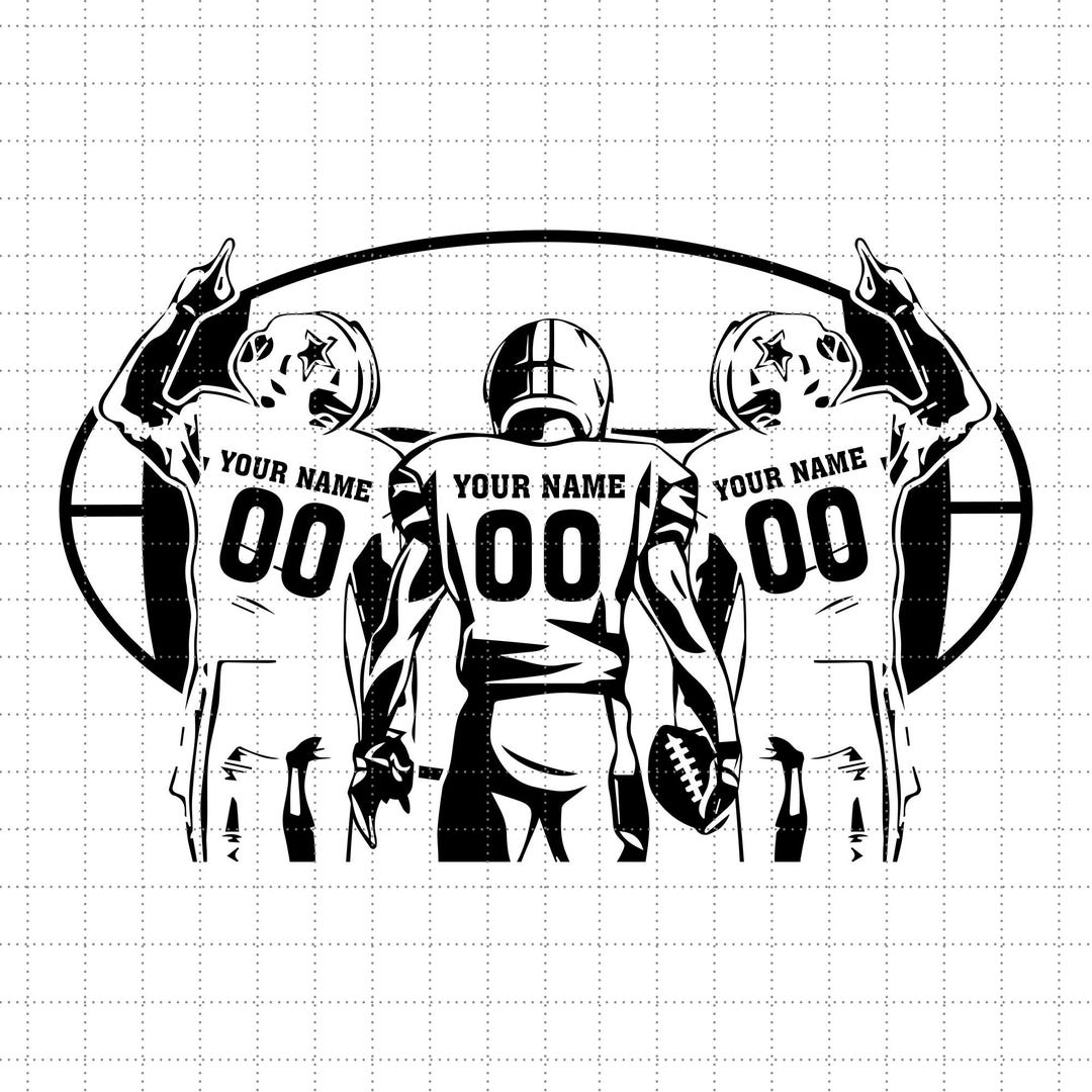 Three Football Players Svg, Personalized Name, Football Team Svg ...