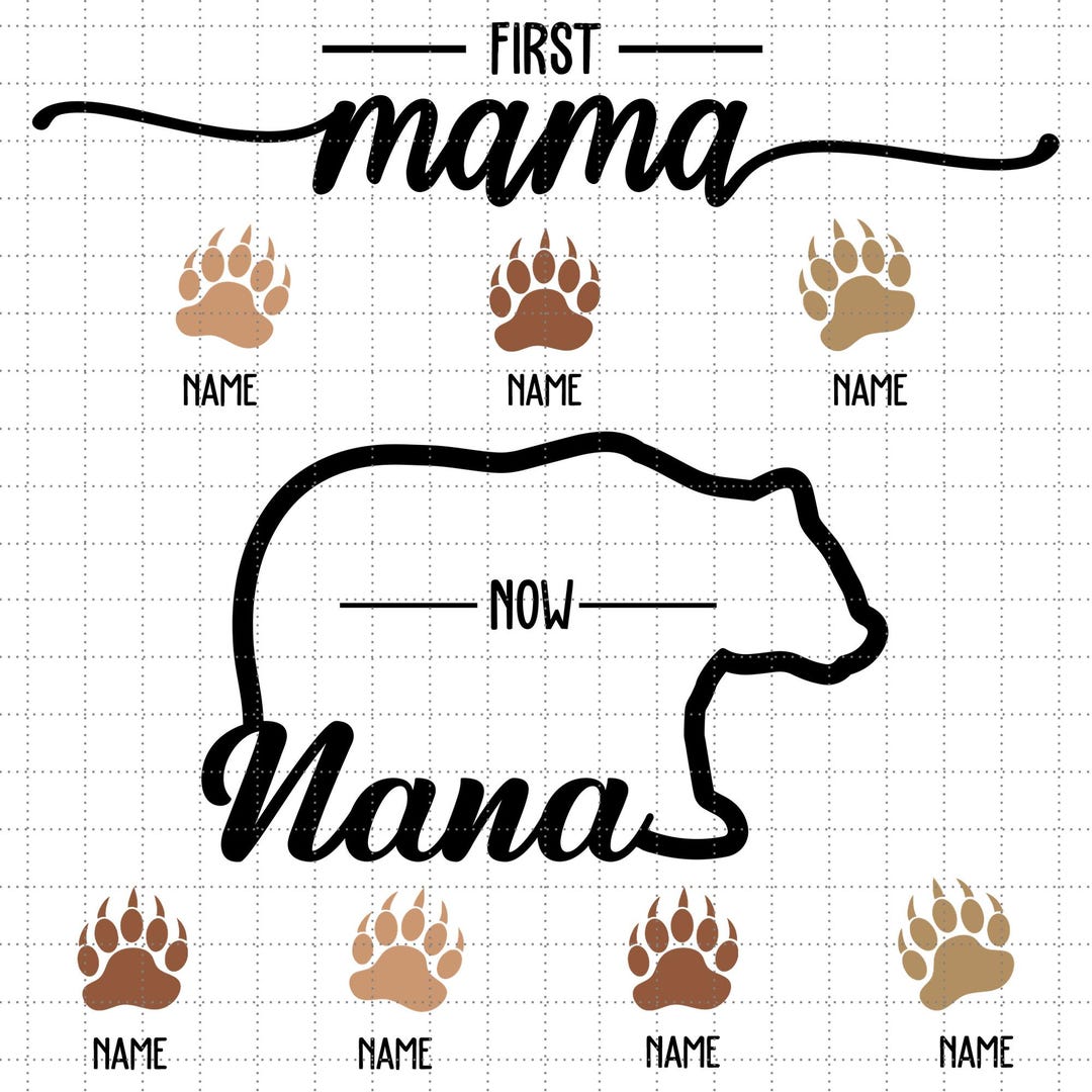 Personalized Mama With Kids Names Png, Mama Bear Paw Png, First Mom Now ...