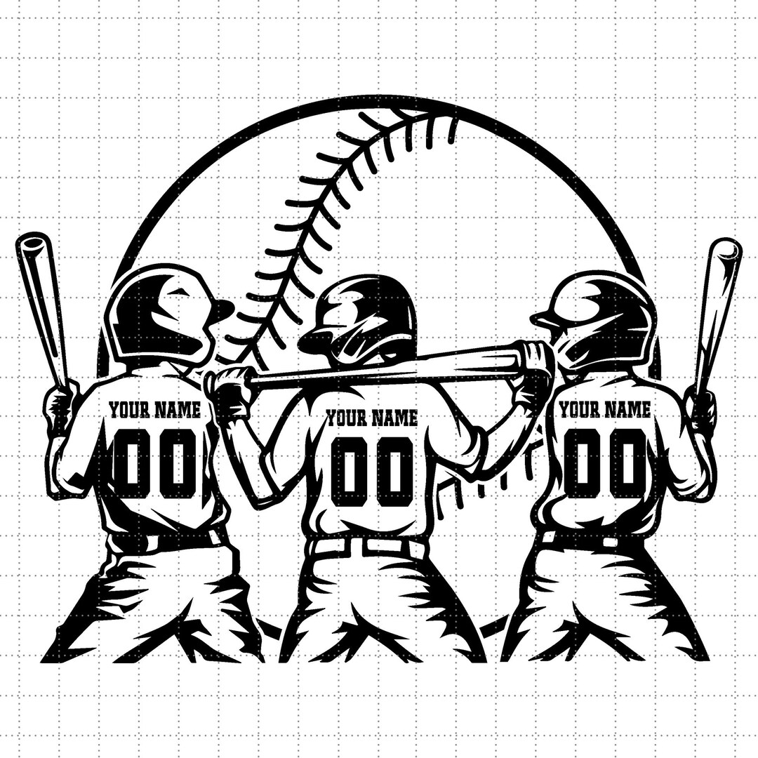 Personalized Name Three Baseball Players PNG SVG, Personalized Name ...