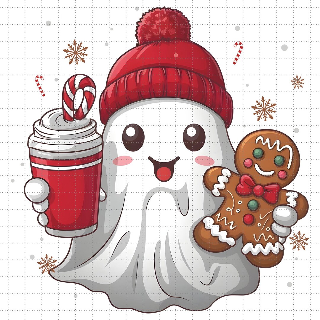 Gingerbeard Ghost Pumkin Png, Ghost Flower Png, Cute Ghost Png, Boho ...