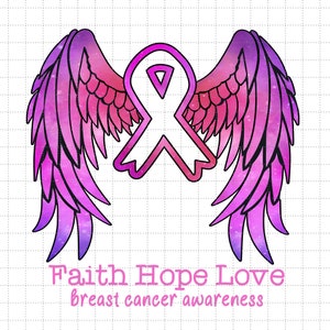 Breast Cancer Faith Hope Love Wings Svg Png, Breast Cancer Warrior ...