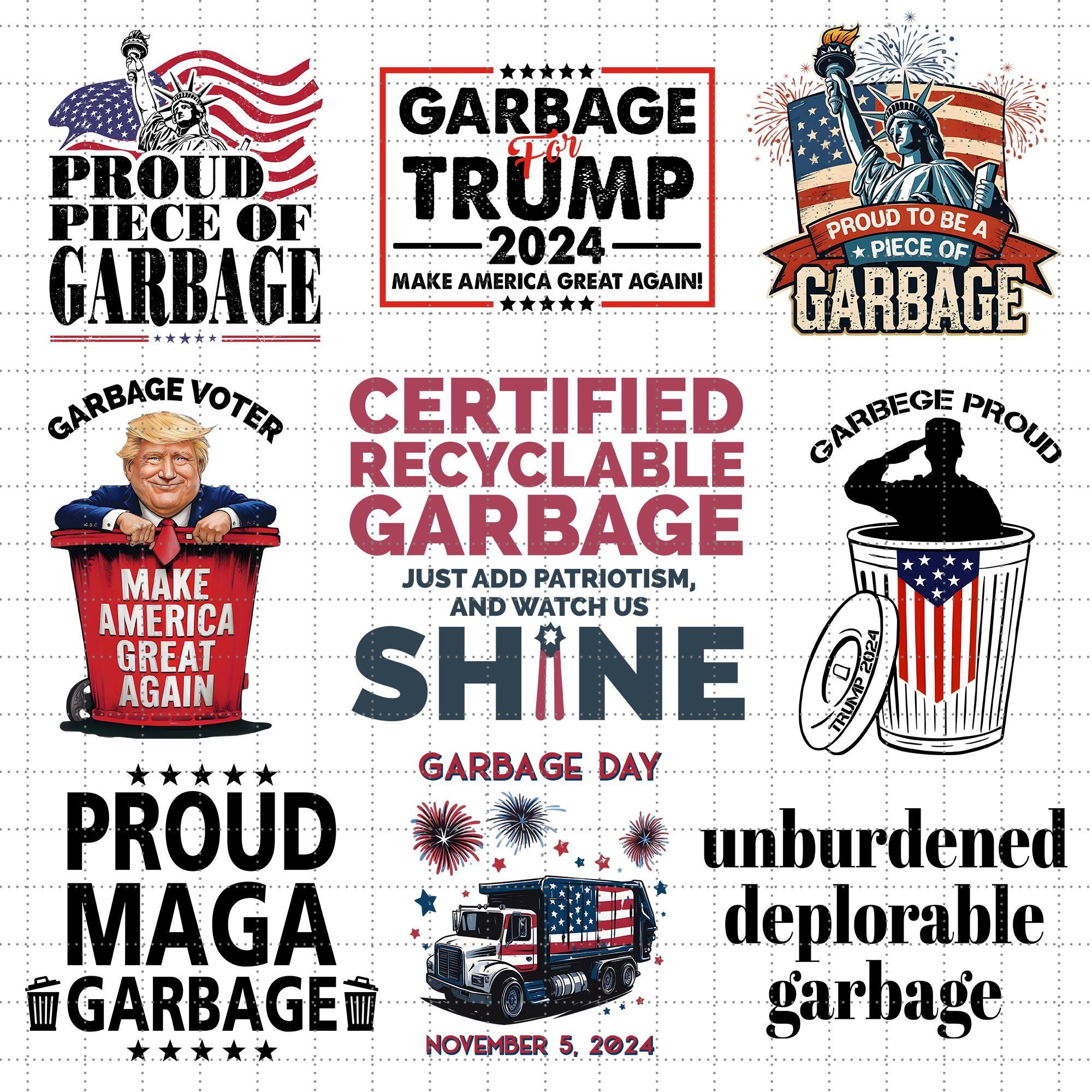 Proud MAGA Garbage PNG Bundle, We Are Not Garbage PNG, Trump Supporter ...