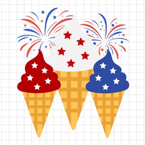 4th of July Patriotic Ice Cream Cones Svg, American Patriotic ...