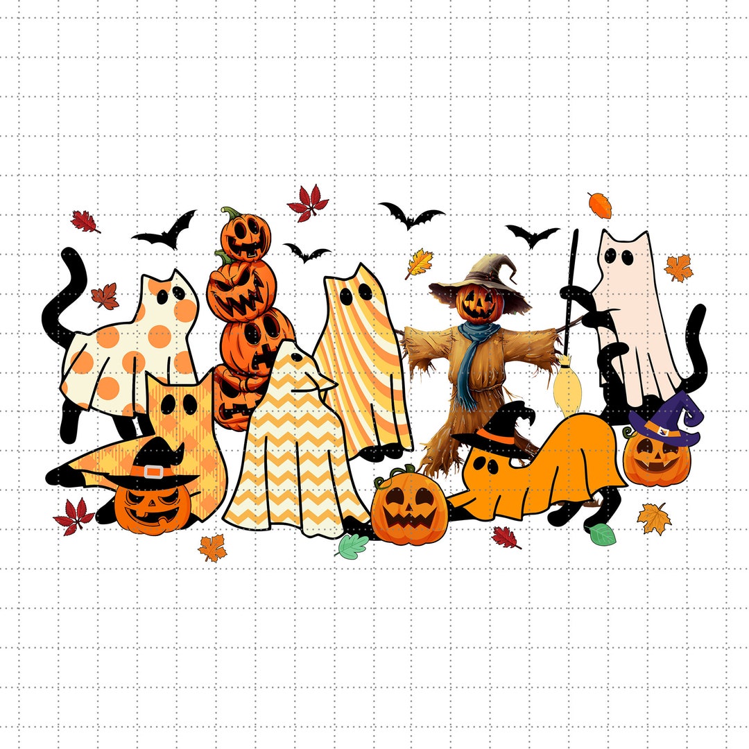 Cute Halloween Ghost Boo Cat Png, Black Cat Halloween Png, Ghost Cat ...