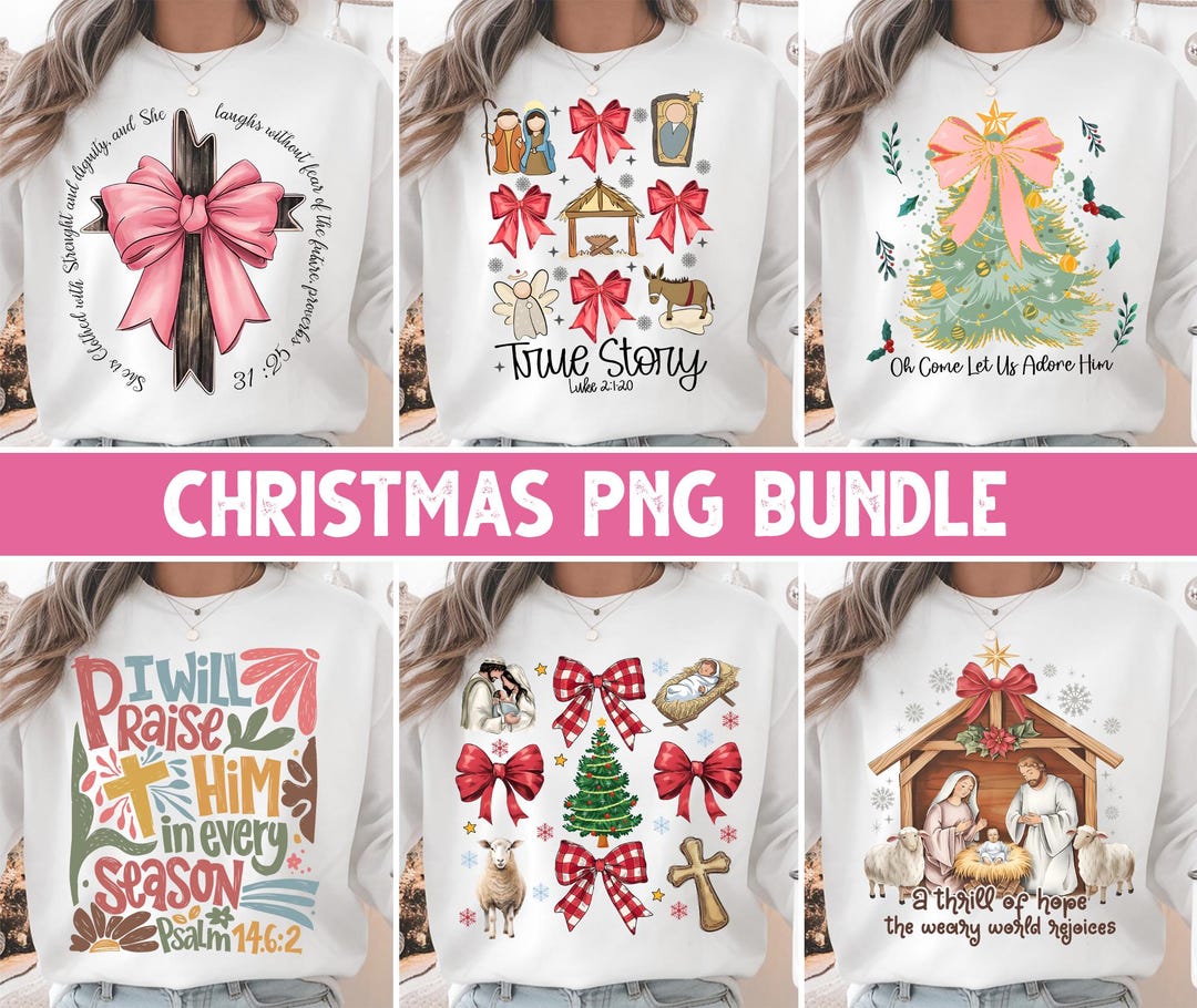 Coquette Vintage Religious Christmas Bundle PNG, Baby Jesus, Christian ...