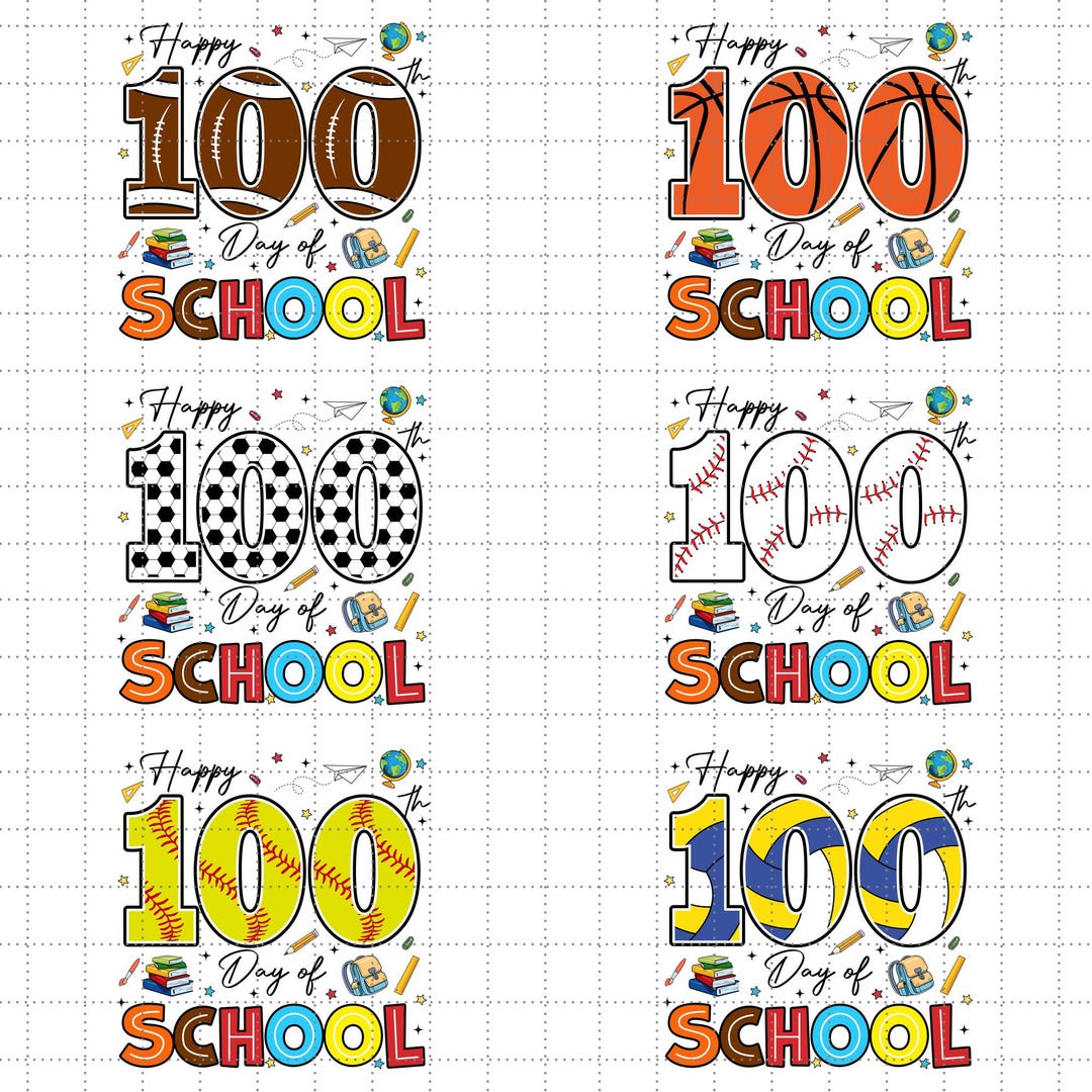 Sport 100 Days of School Bundle Png, Soccer 100th Day Shirt Png, Boy ...