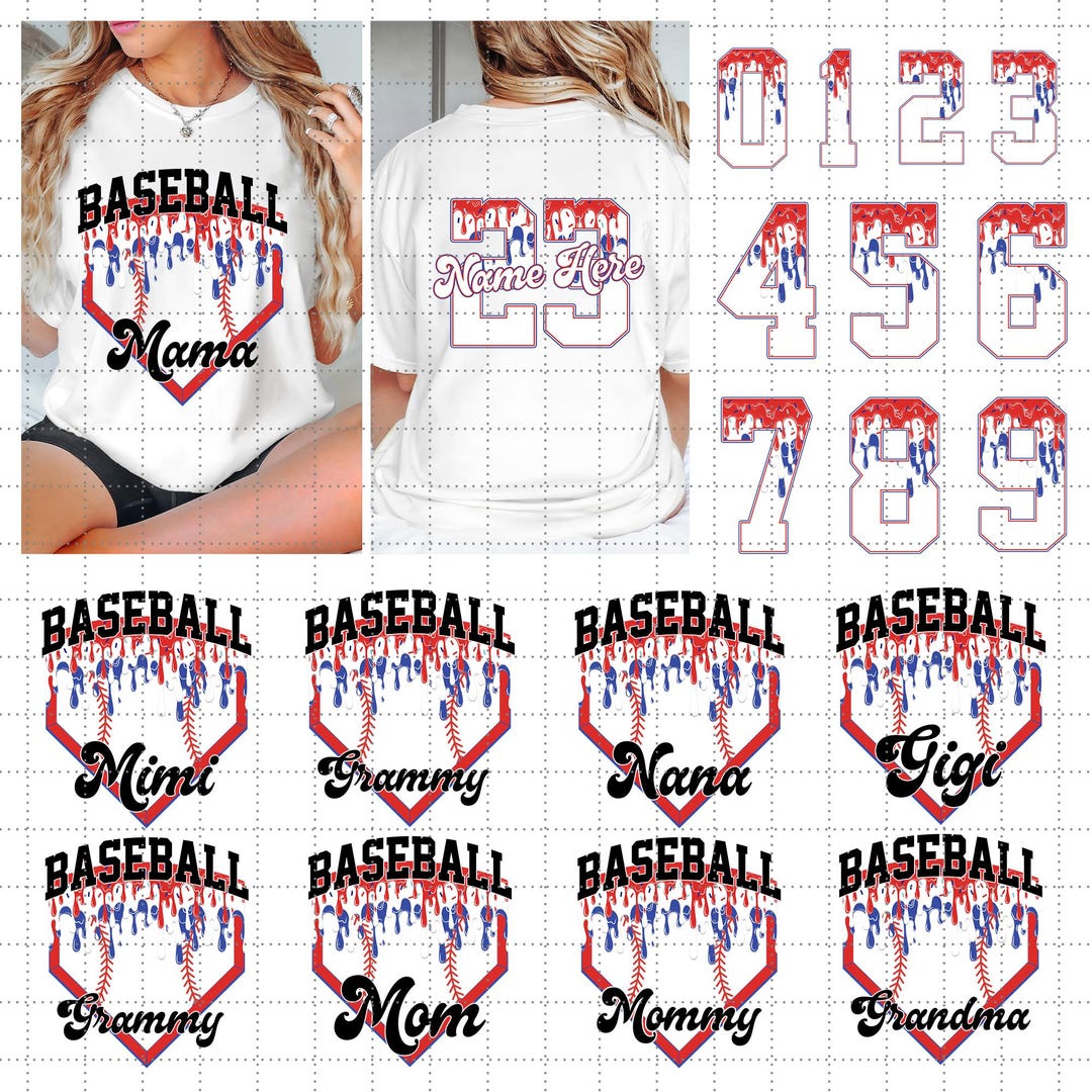 Custom Baseball Number Drip Bundle Png, Game Day Baseball Png ...