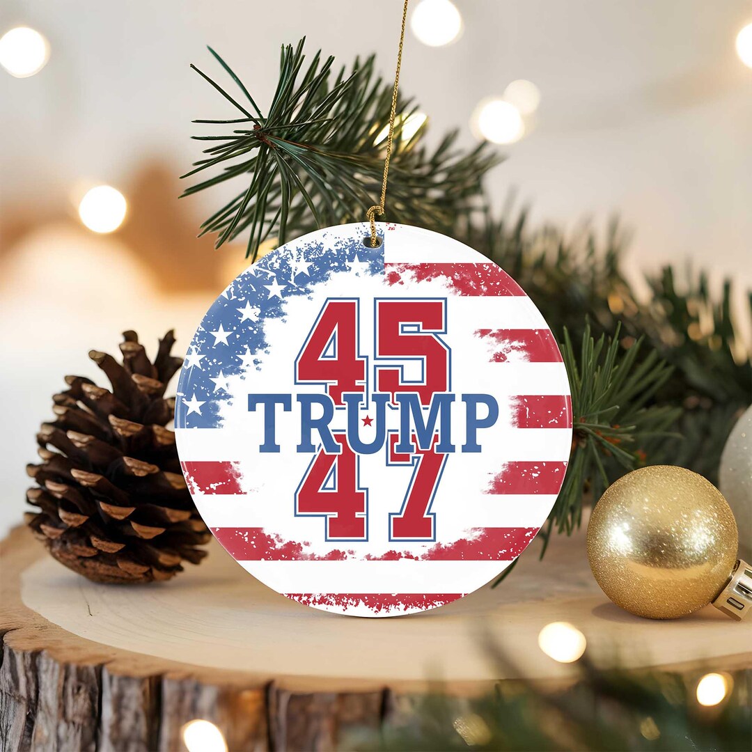 Trump 45 47 USA Flag Ornament PNG, Vintage Digital Design for Patriotic ...