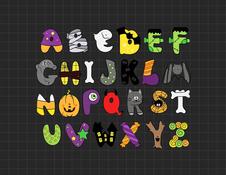Bundle Halloween Alphabet Svg Png Trick or Treat Svg Spooky - Etsy