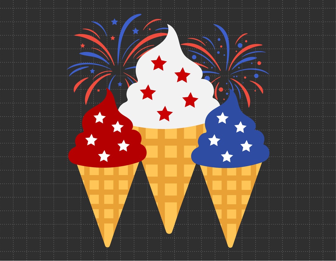 4th of July Patriotic Ice Cream Cones Svg, American Patriotic ...
