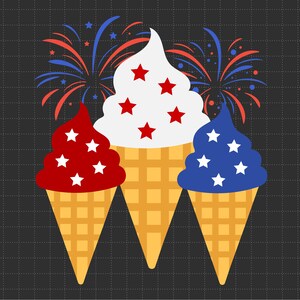 4th of July Patriotic Ice Cream Cones Svg, American Patriotic ...