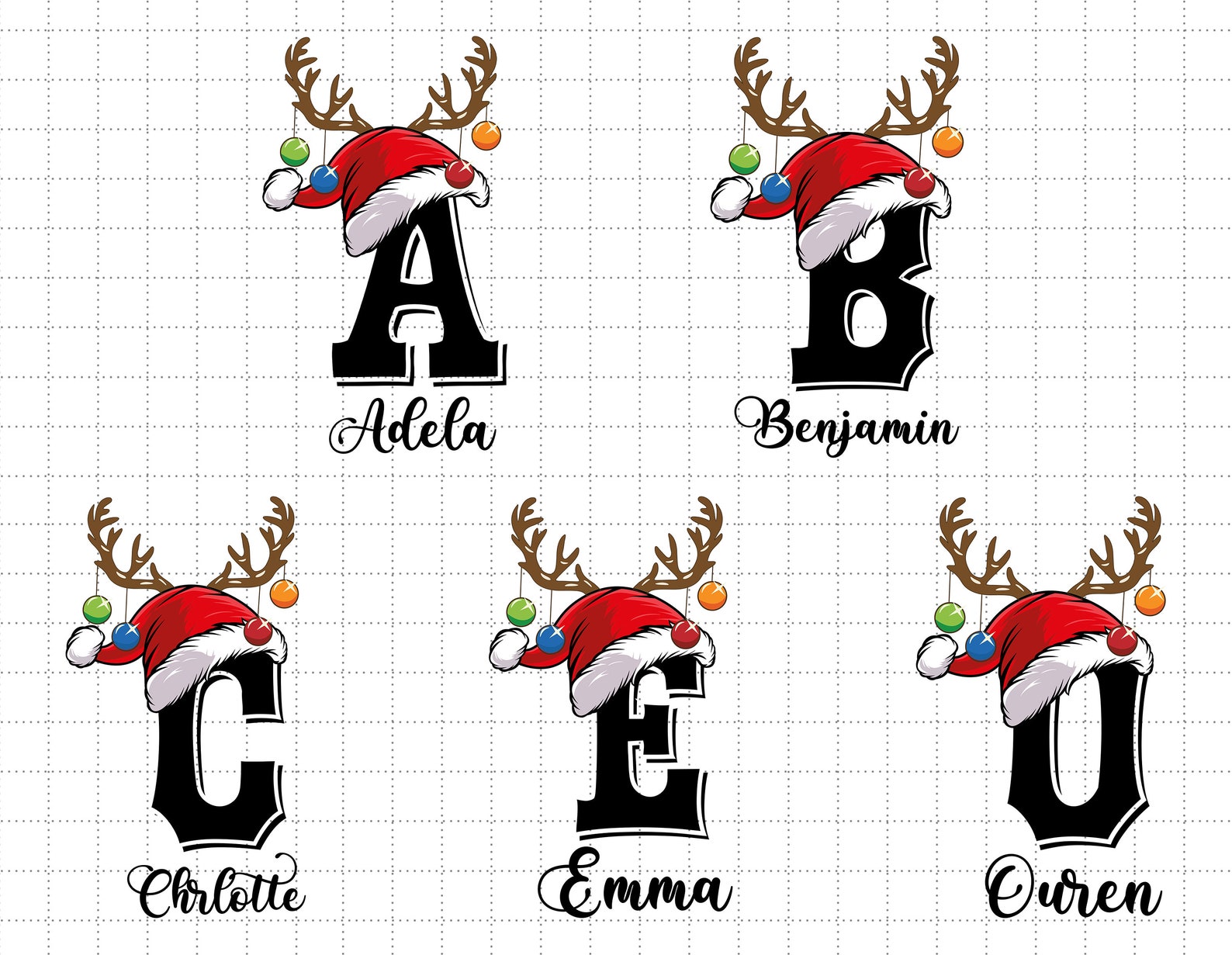 Christmas Alphabet Svg Png, Santa Hat Svg, Xmas Svg, Holiday Season Svg ...