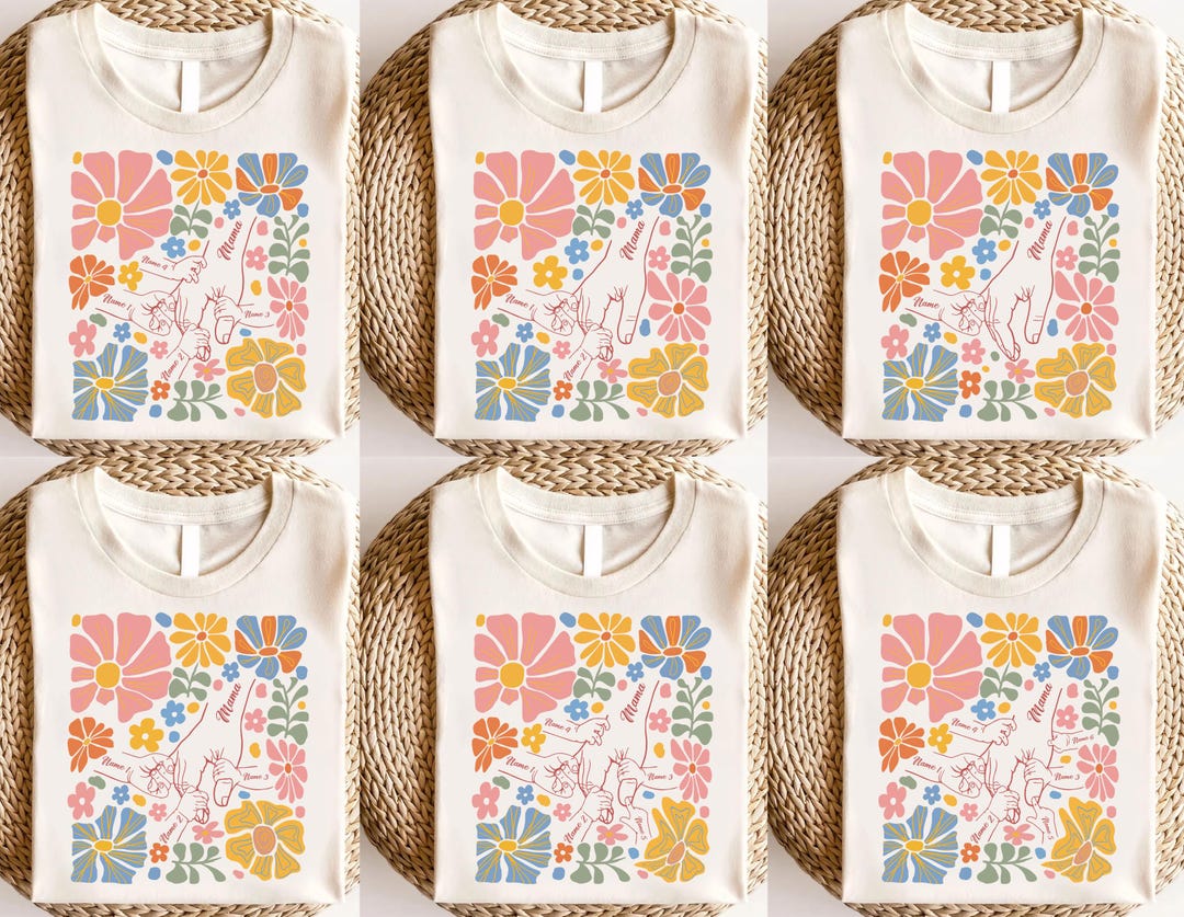 Personalized Mama Hand Kids Names Png, Boho Floral Mama PNG, Preppy ...