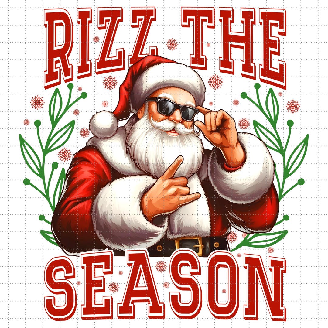 Funny Santa Rizz the Season Png, Merry Rizzmas Png, Trendy W Rizz ...