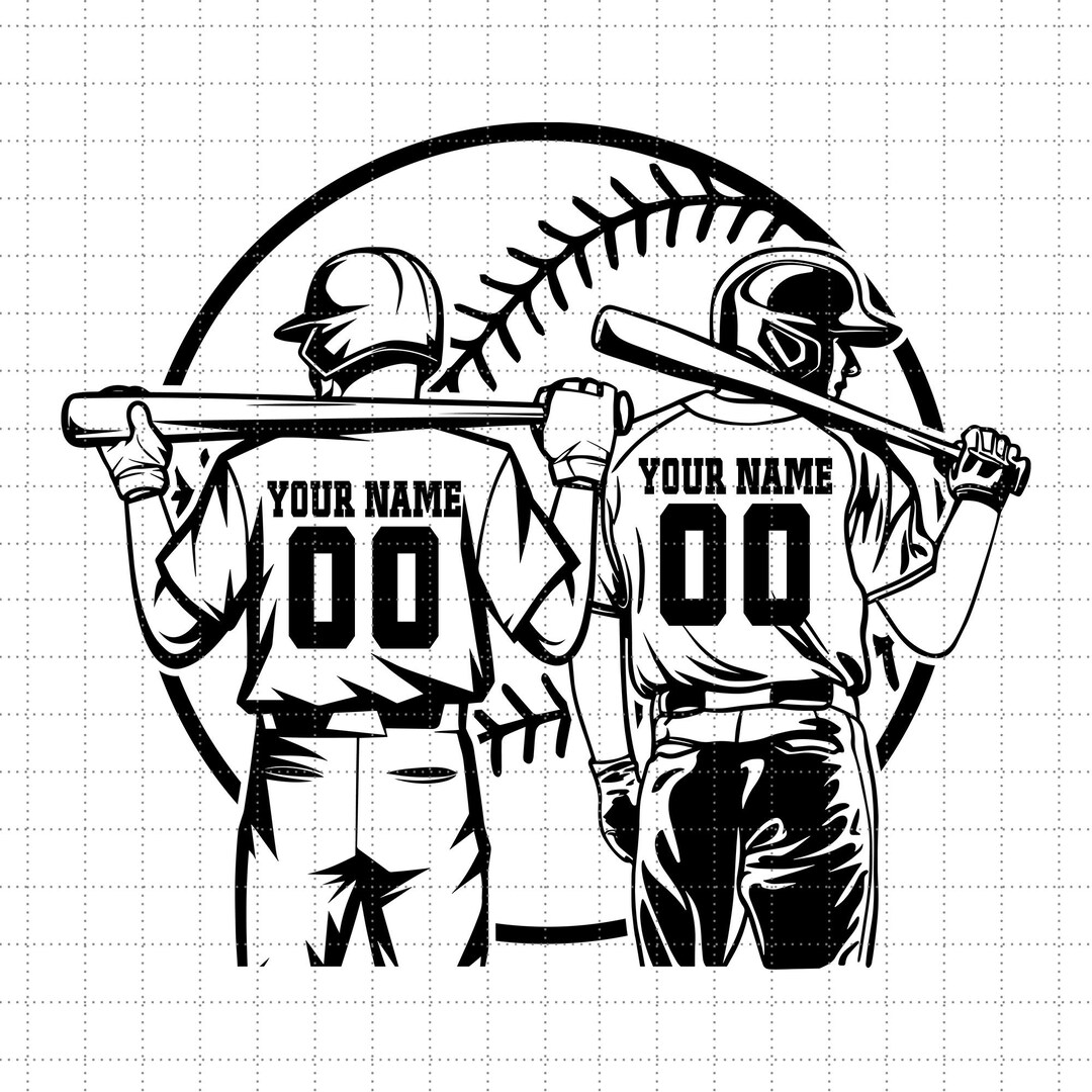 Personalized Name Two Baseball Players PNG SVG, Personalized Name ...