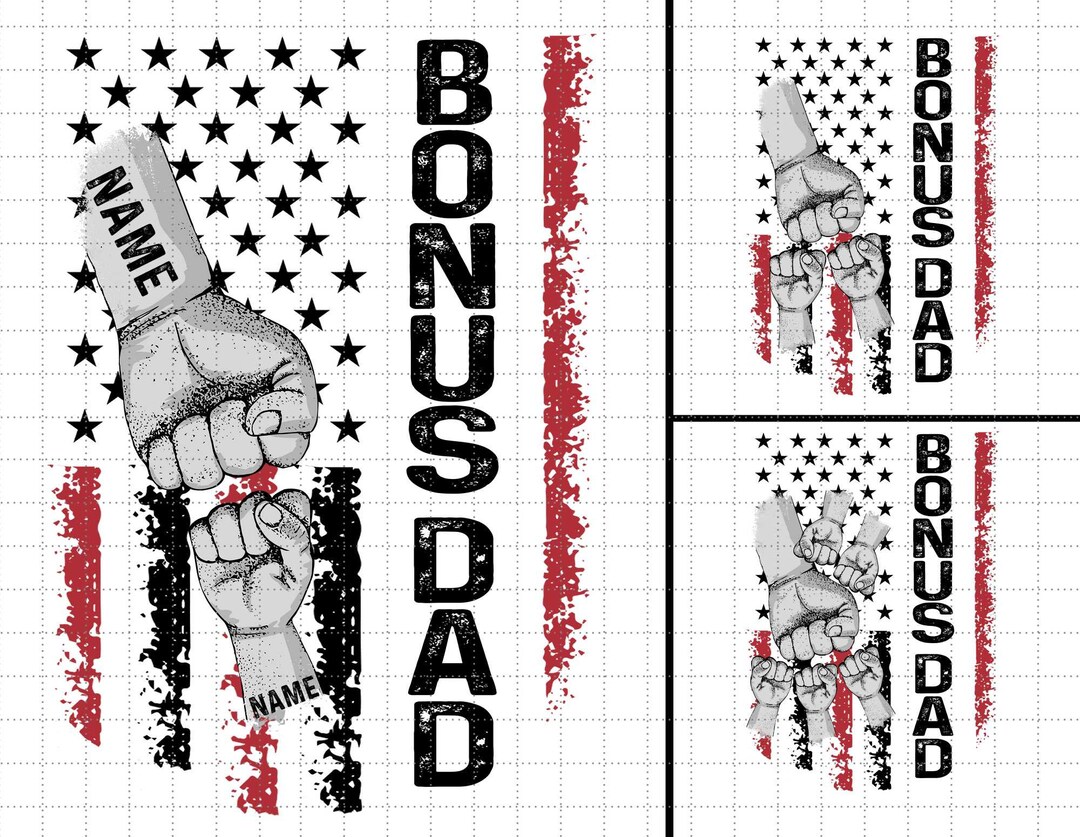 Personalized Bonus Dad Png, America Flag Design, Baby Kid Hand, Father ...