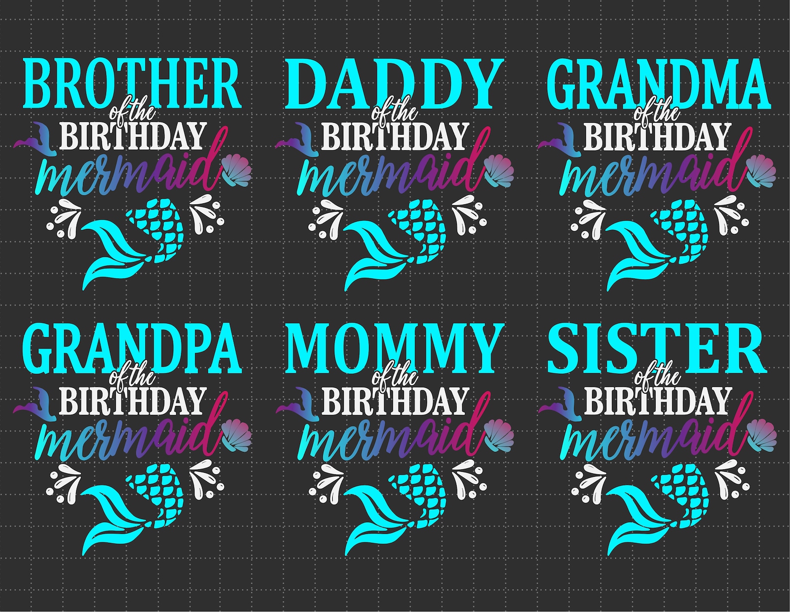 Mermaid Birthday Girl Family Members Bundle, Birthday Girl Svg, Mermaid ...