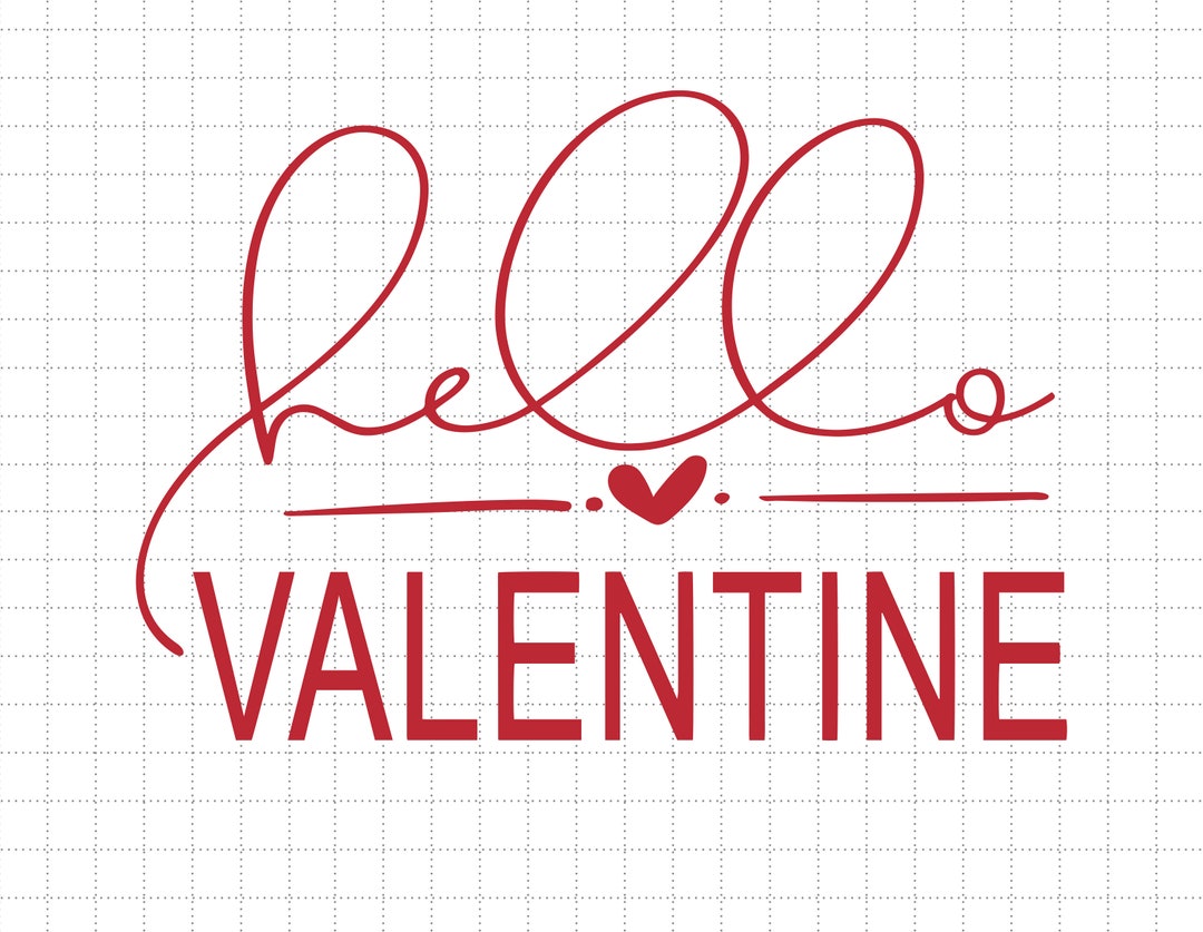 Hello Valentine Svg, Red Heart Svg, XOXO Valentines Day Svg, Valentines ...