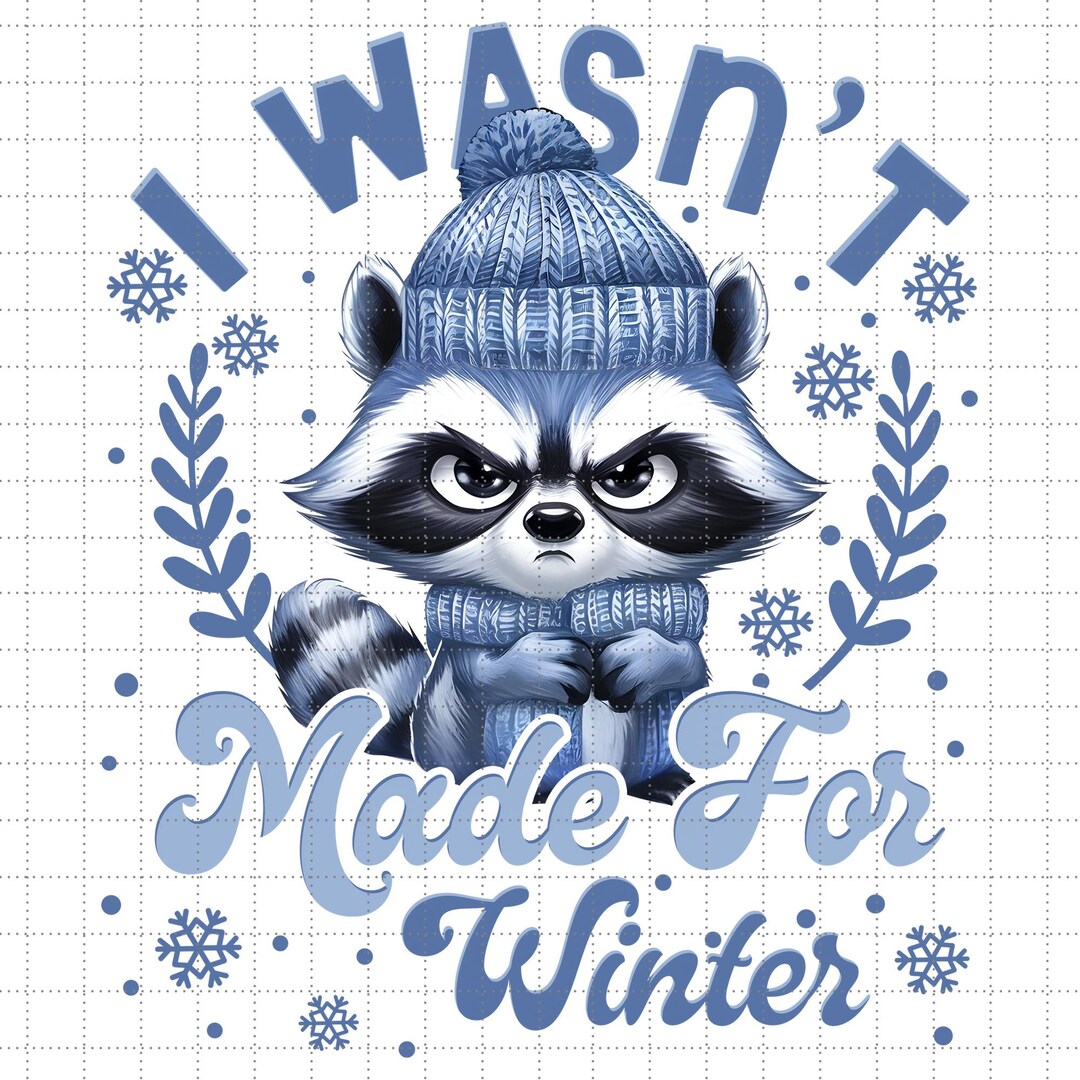 Cute Raccoon Wasn't Made for Winter PNG, Freezing Season, Funny Feral ...
