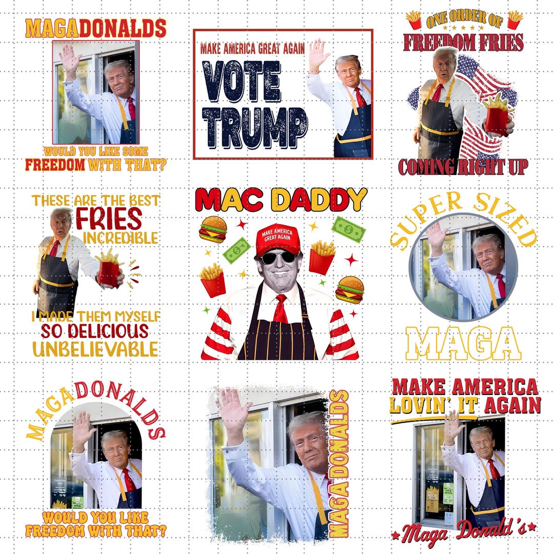 12 Original Funny Trump Fries Making Fries Humor Bundle, Pennsylvania ...