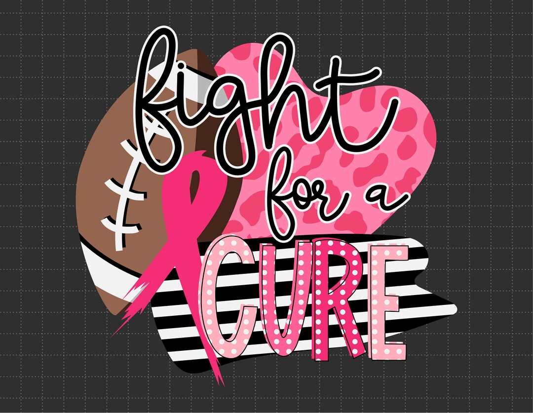 Fight for the Cure Breast Cancer Ribbon Football Svg Png, Pink Ribbon ...