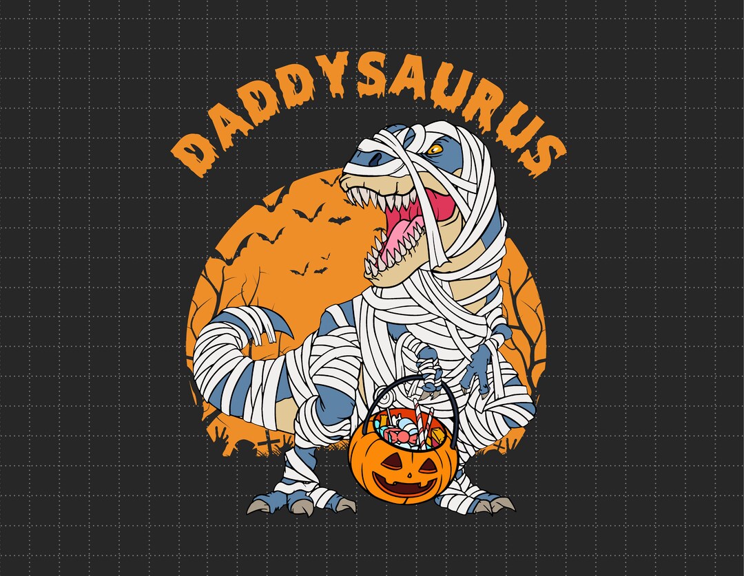 Custom Daddysaurus Dinosaur T Rex Mummy Scary Pumpkin & Moon - Etsy