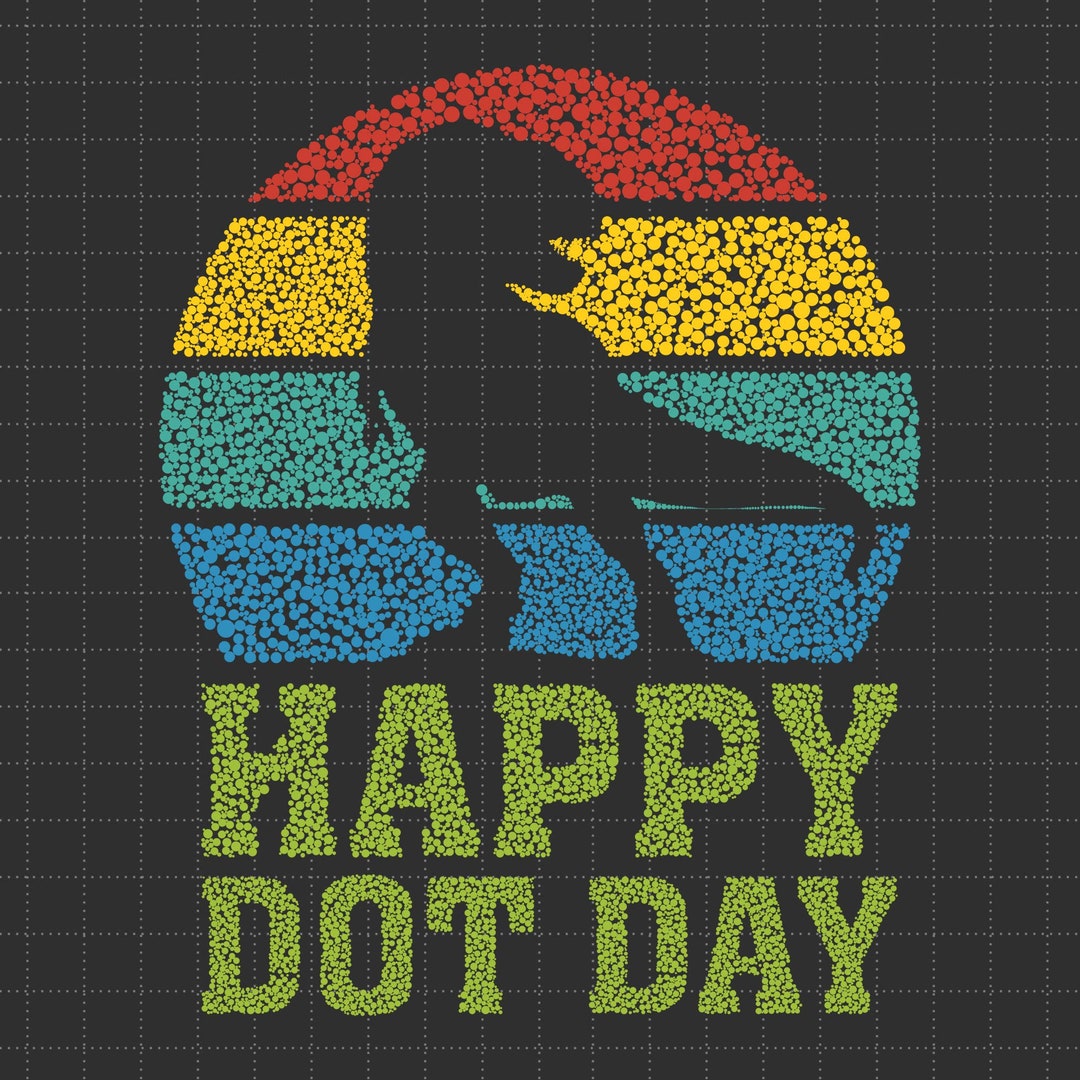 Happy Dot Day Dinosaur Dots Svg Png, Colored Rainbow Polka Dot Svg ...