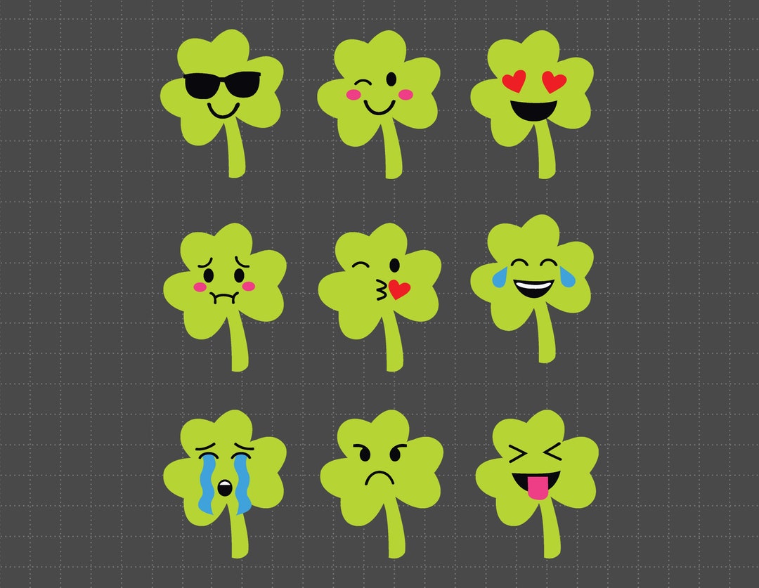 Saint Patricks Day Shamrock Emoticon Svg 4 Leaf Clover Irish - Etsy Canada