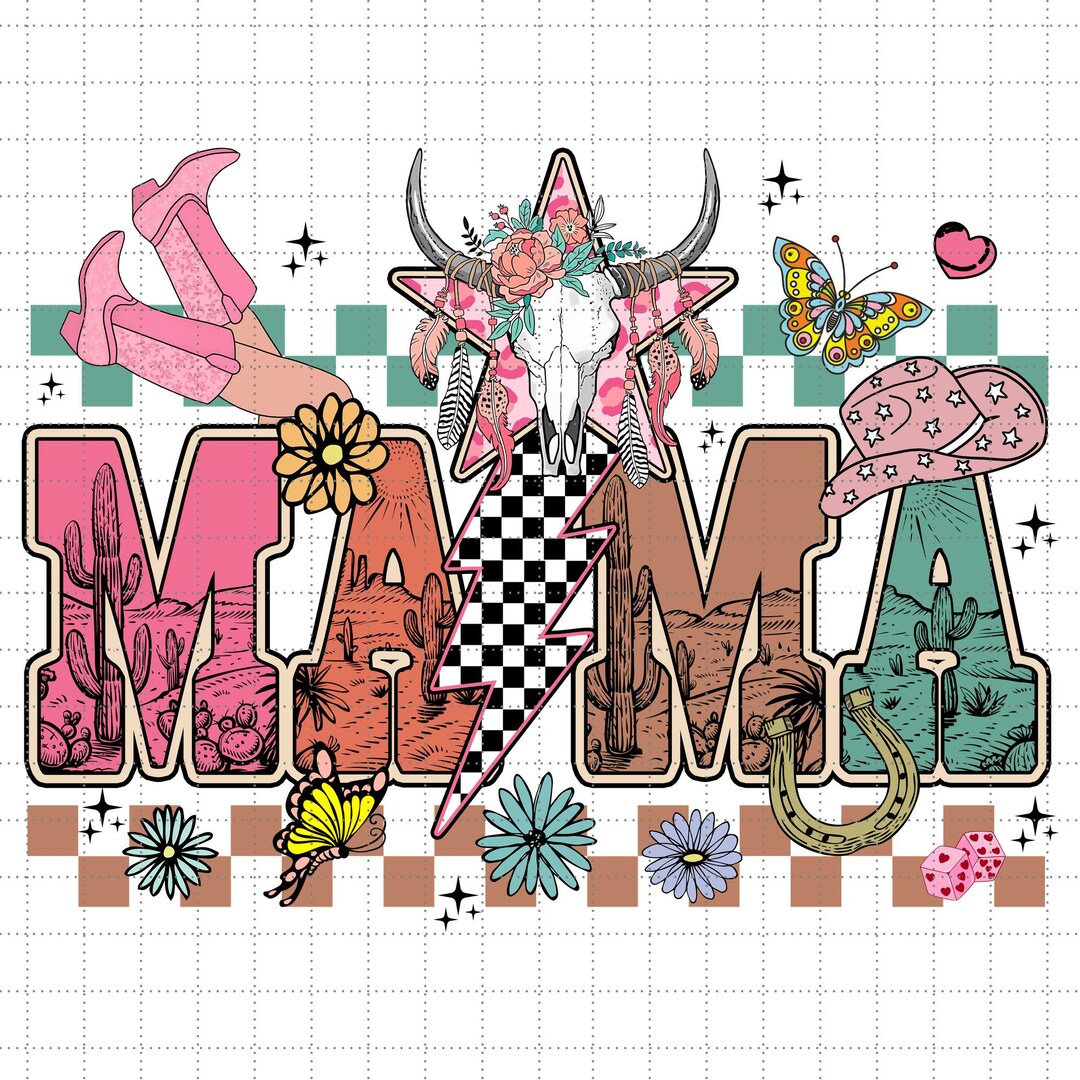 Checkered Howdy Mama Png, Western Mama Png, Cowhide Mama Png, Western ...