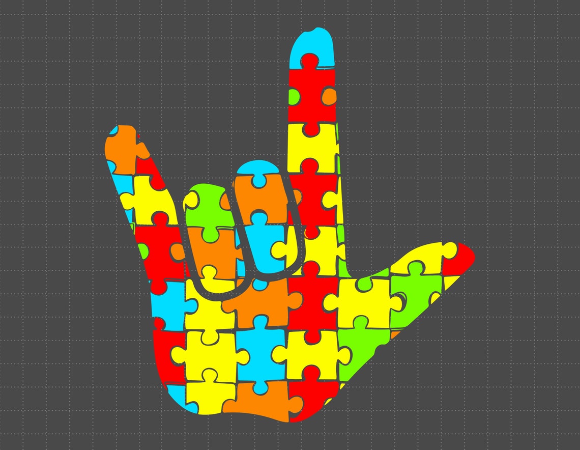 ASL Love Sign Language Autism Svg Puzzle Piece Svg Autism | Etsy