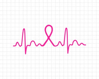 Cancer Ribbon Heartbeat Jpg - Etsy