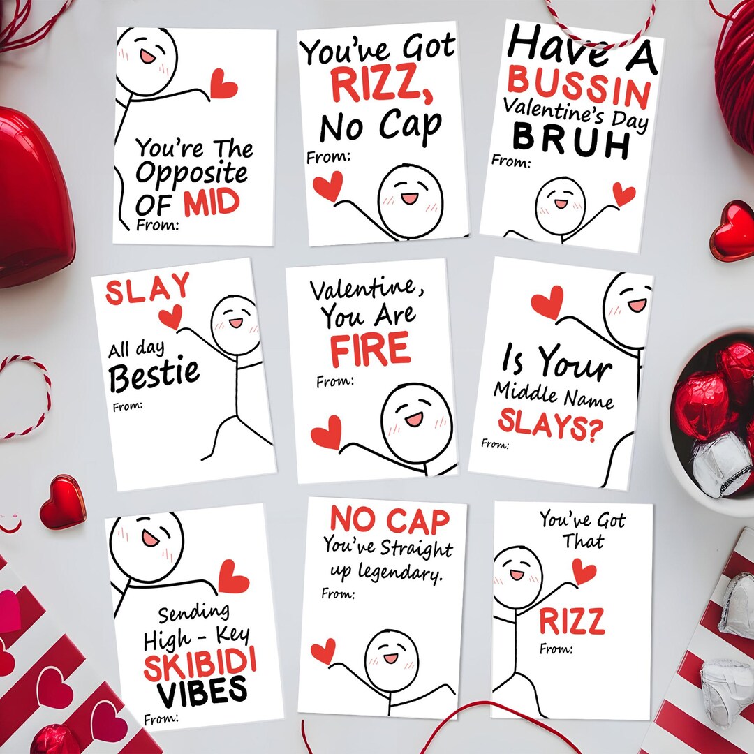 Slang Kids Valentine Cards Png Bundle , Funny Printable Classroom ...