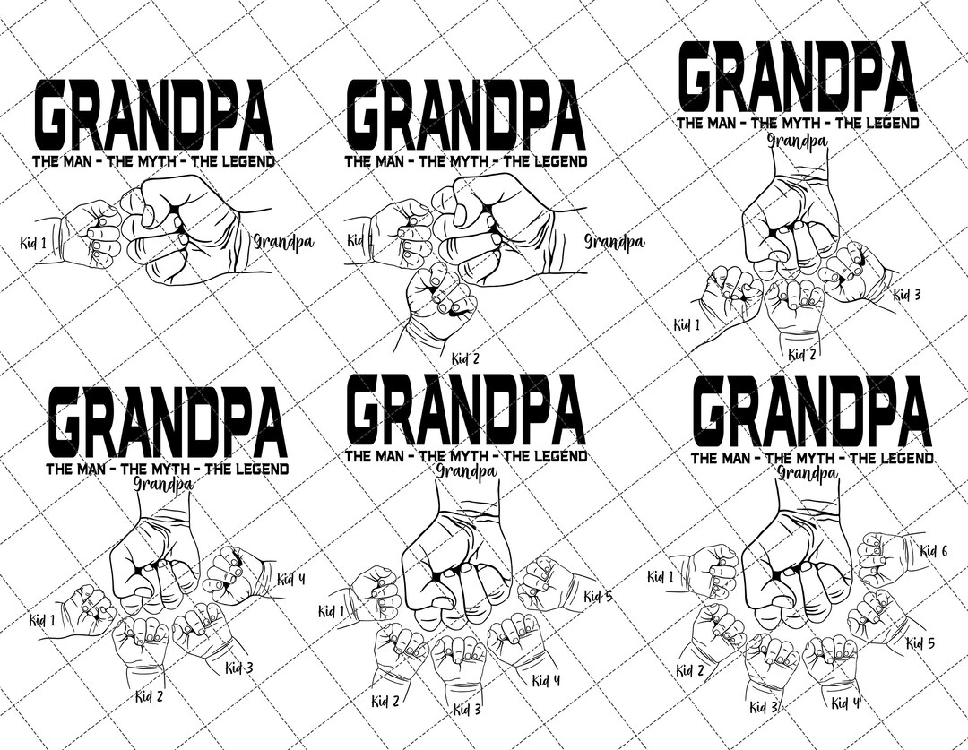 Personalized Grandpa Fist Bump Set Svg, Fathers and A Child Hands Svg ...
