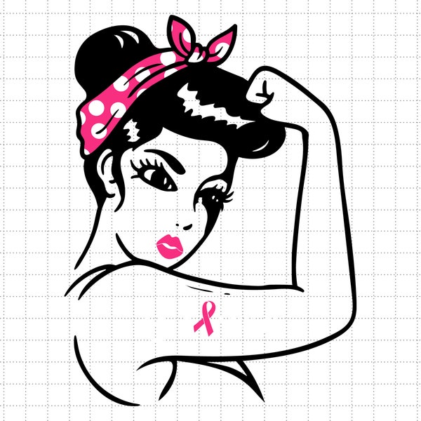 Rosie the Riveter Breast Cancer Svg - Etsy