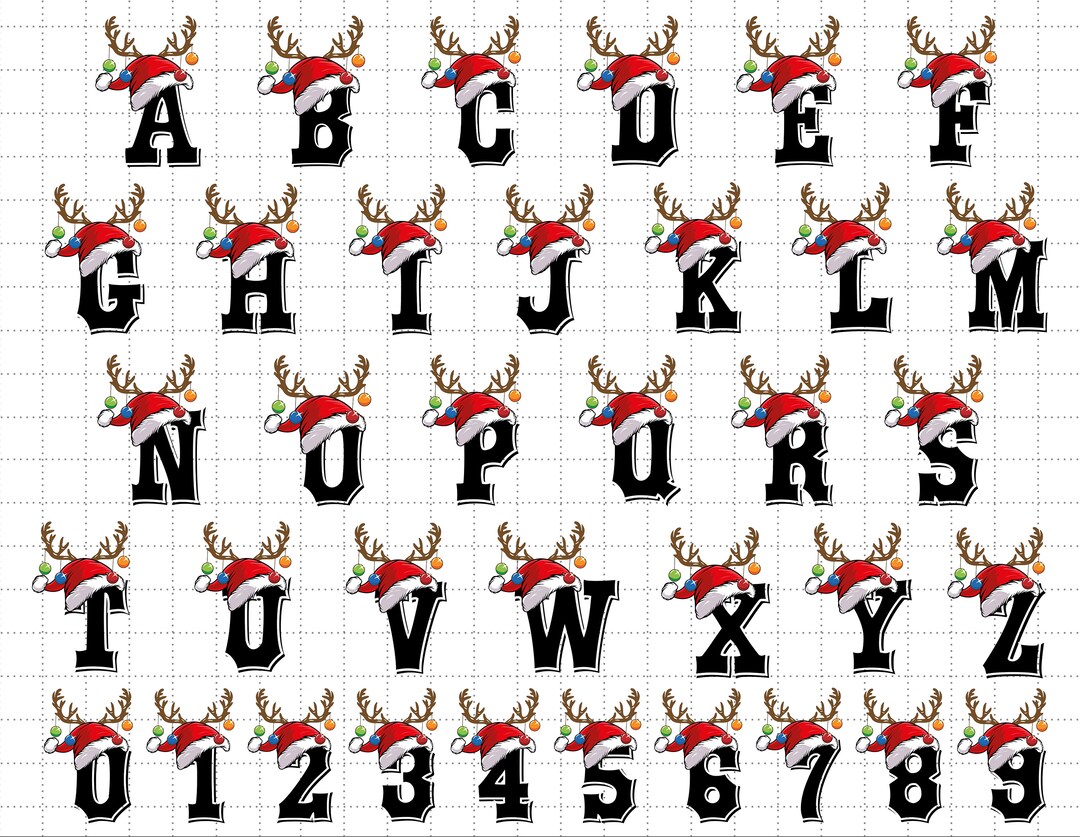 Christmas Alphabet Svg Png, Santa Hat Svg, Xmas Svg, Holiday Season Svg ...