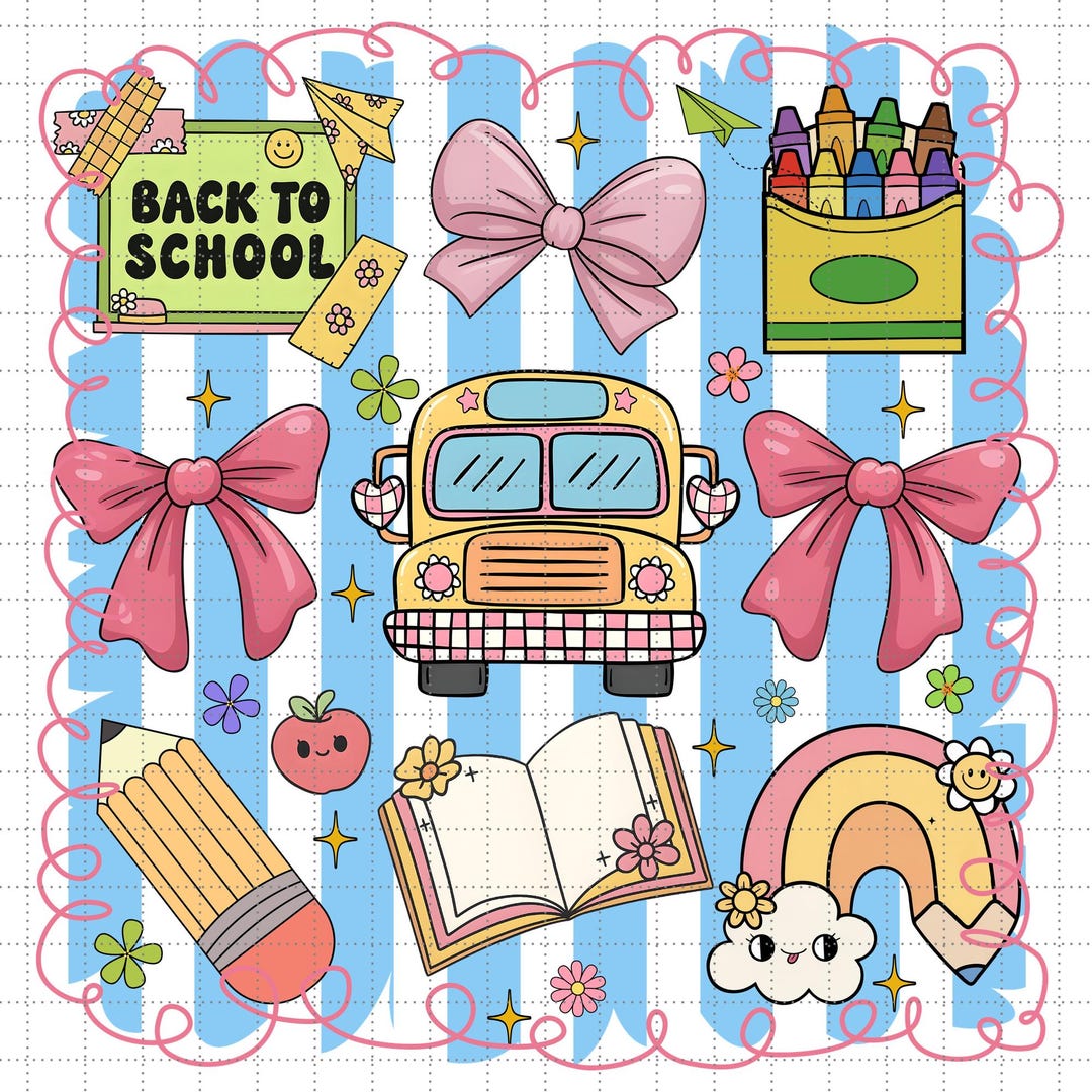 Preppy Back to School Coquette Png, Coquette First Day of School Png ...