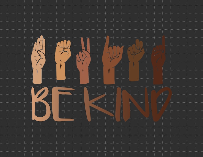 Be Kind Hand Sign Language Teachers Melanin Interpreter Svg | Etsy