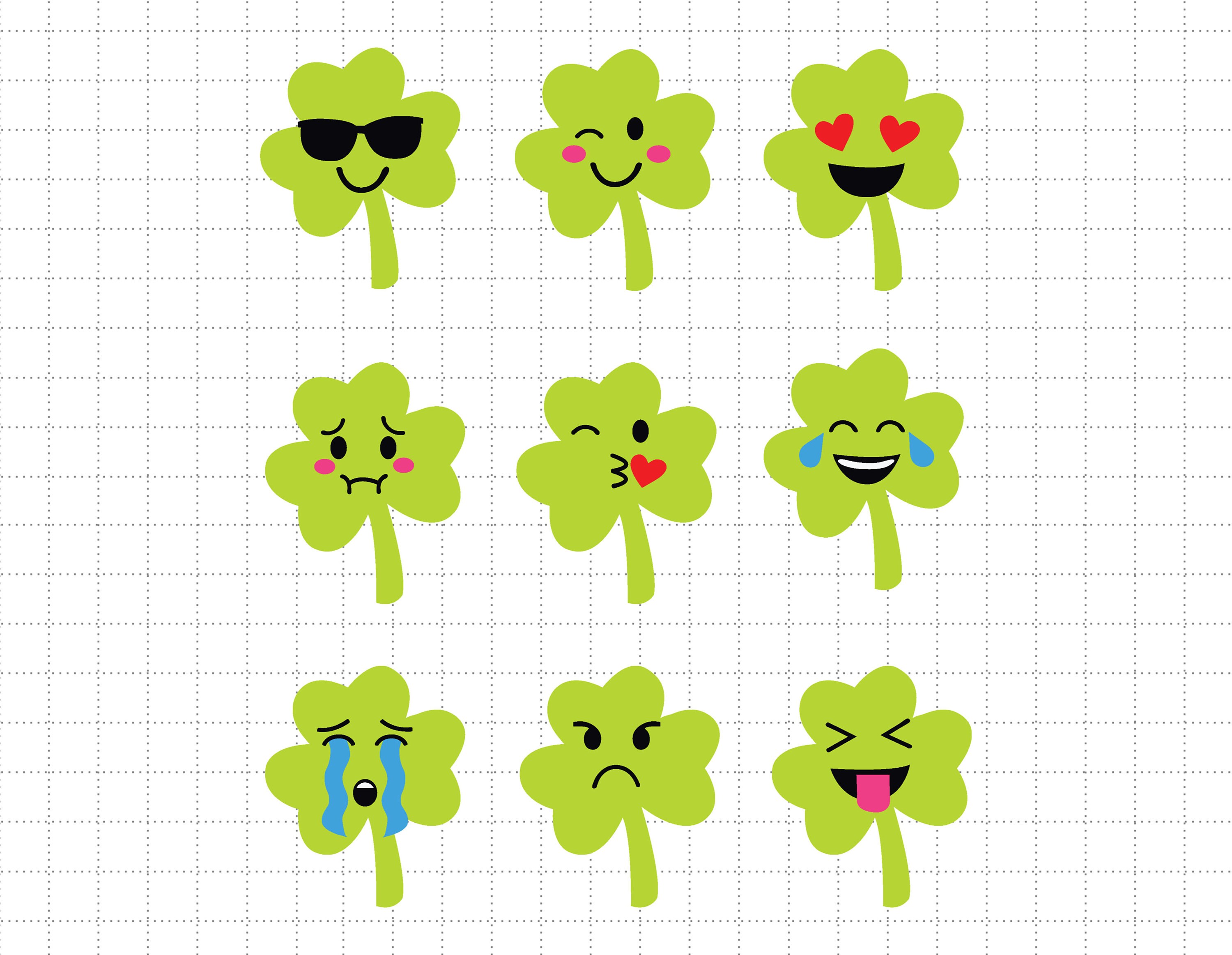 Saint Patricks Day Shamrock Emoticon Svg 4 Leaf Clover Irish - Etsy Canada