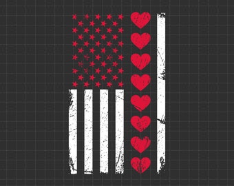 American Heart Flag Svg, American Flag Svg, USA Flag Flower Heart Svg ...